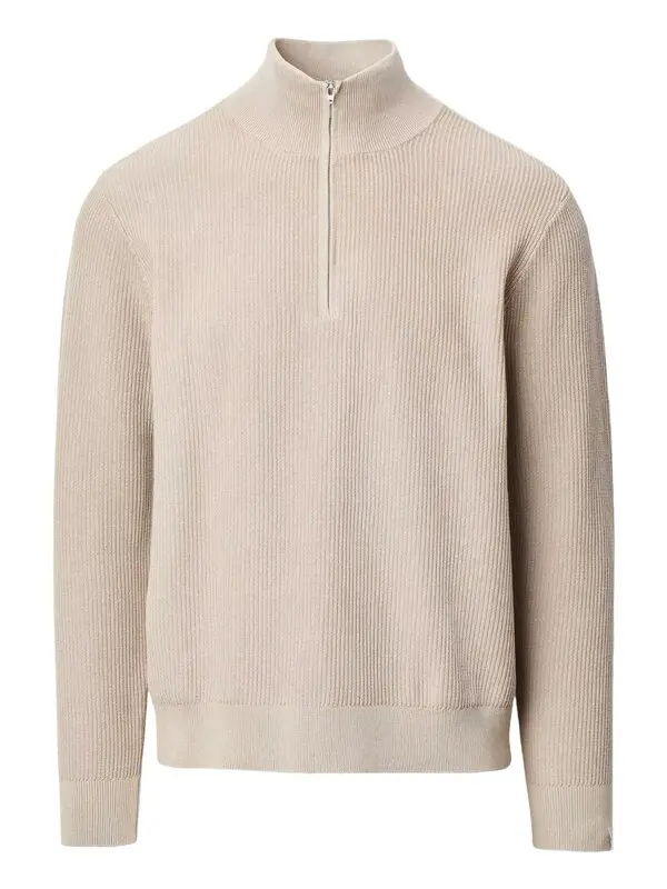 Rag & Bone Caden Quarter-zip Sweater With Logo Detail - Taupe