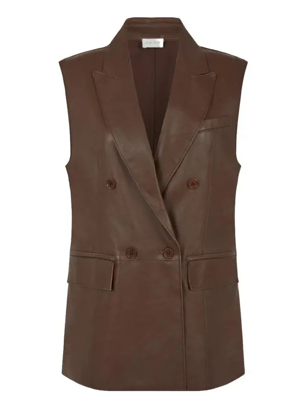 P.a.r.o.s.h Double-breasted Leather Gilet - Brown