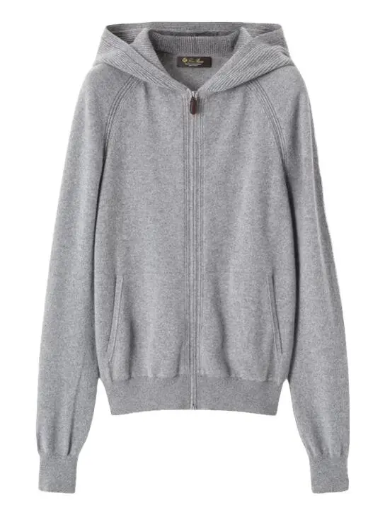 Loro Piana Knitted Zip-up Hooded Jumper - Gray