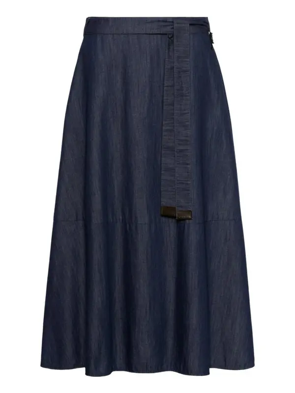 Max Mara Belted Midi Skirt - Midnight Blue