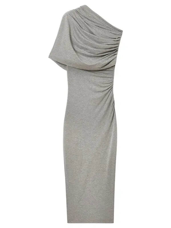 Stella McCartney One Shoulder Twisted Midi Dress - Gray