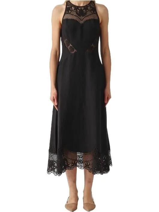 TWINSET Lace-trim Midi Dress - Black