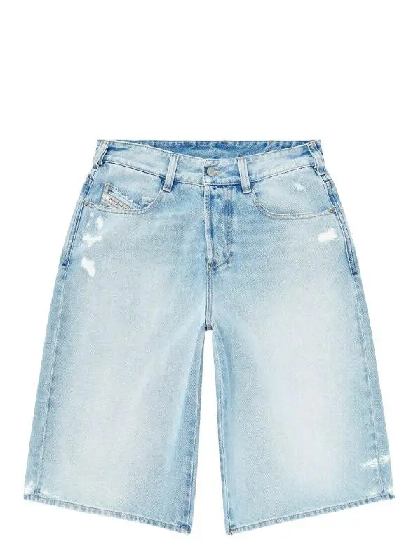 DIESEL® D-enim-m Distressed Denim Shorts - Light Blue