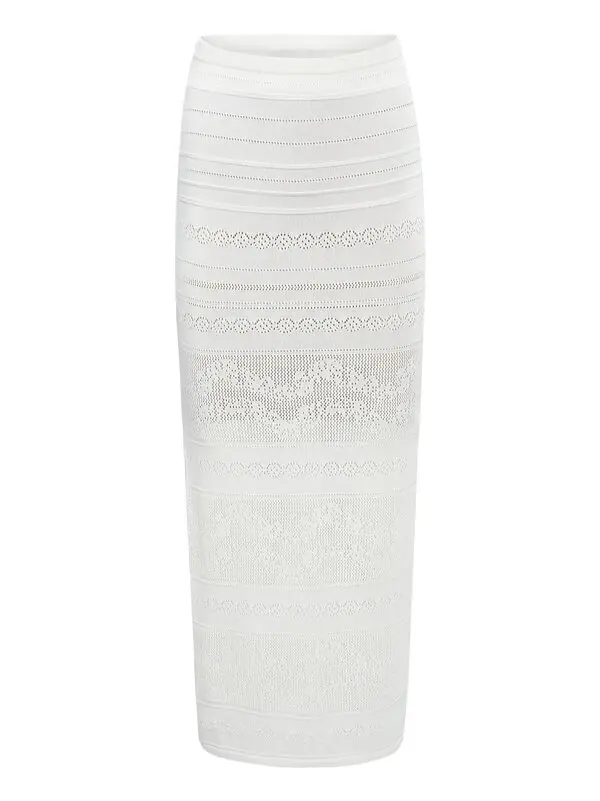 TWINSET Pointelle-knit Pencil Midi Skirt - White