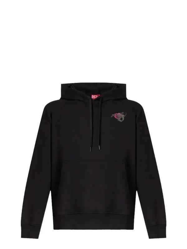 DIESEL® Hooded Sweatshirt With Graphic Detail - Black