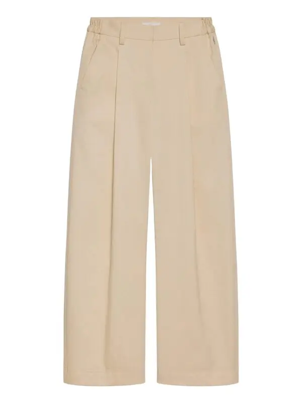 Helmut Lang Pleated Wide Leg Trousers - Oatmeal