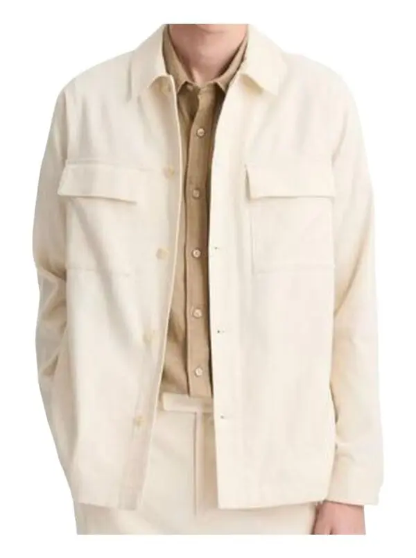 Vince Collared Long-sleeved Casual Jacket - White