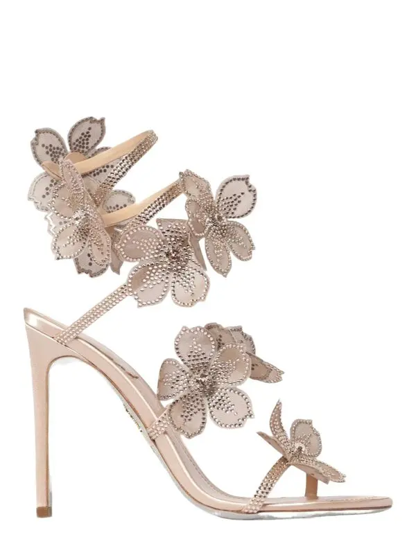 Rene Caovilla Floral Embellished Stiletto Sandals - Nude