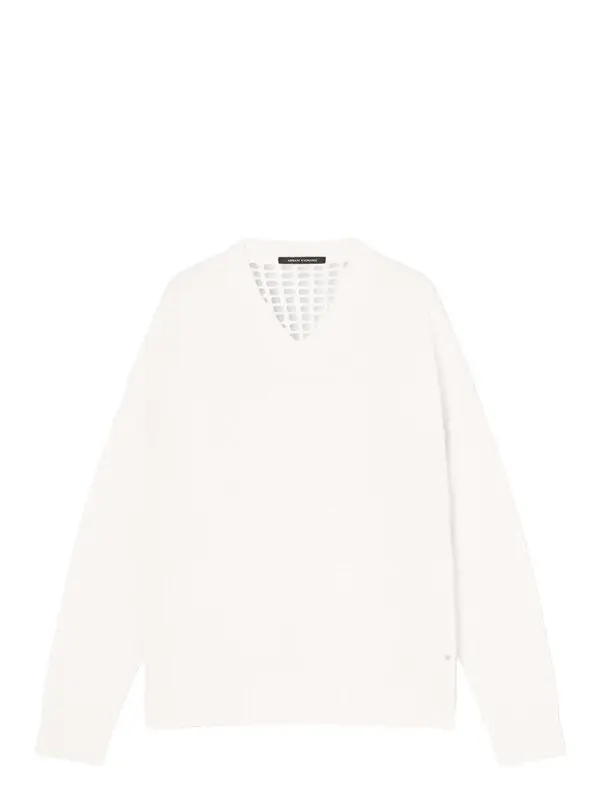 Armani Exchange Oversized Sweater With Perforated Back - White
