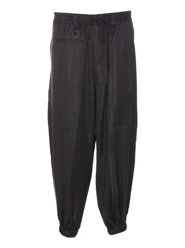 Y3 Striped Drawstring Tapered Trousers - Black