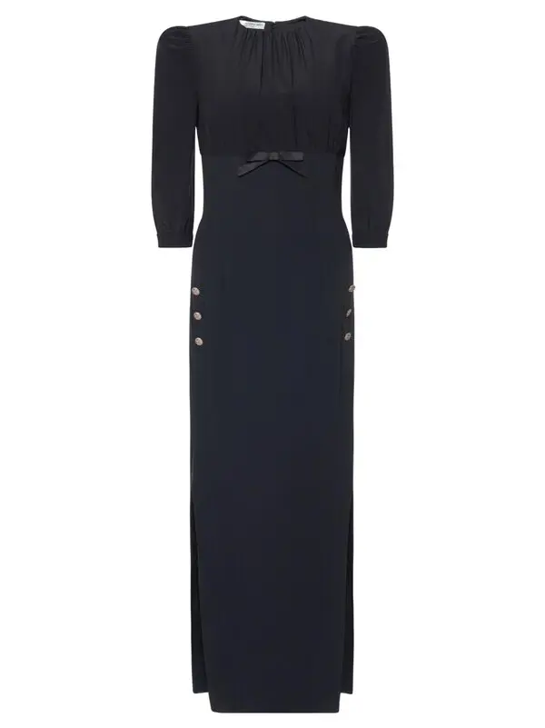 Alessandra Rich Cady Midi Dress With Splits - Black