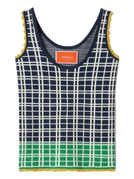 La DoubleJ Ribbed Check Tank Top - Black