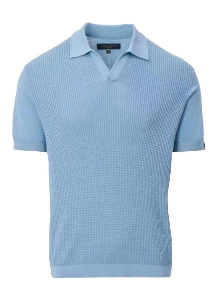 Rag & Bone Saxon Silk-cotton Polo Shirt - Fog Blue