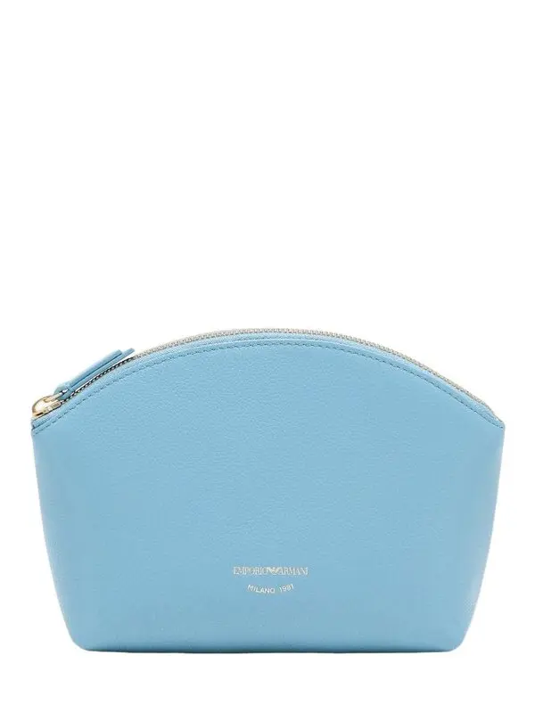 Emporio Armani Beauty Case In Textured Leather - Light Blue