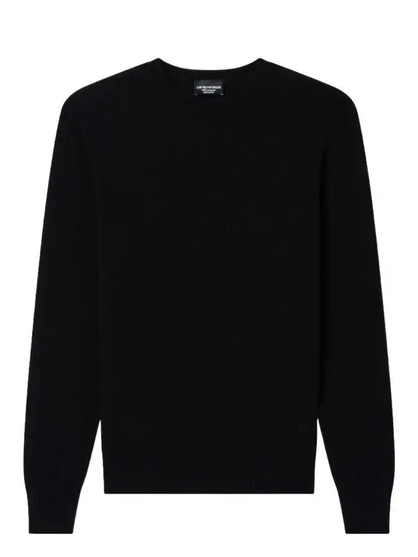 Emporio Armani Plain Knit Pure Cashmere Jumper - Black