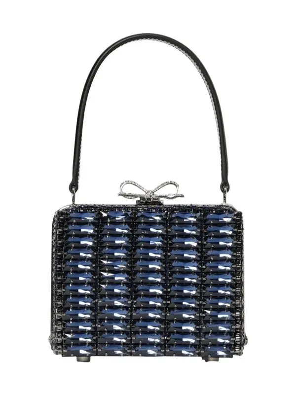 SELF-PORTRAIT Crystal Embellished Mini Handbag - Navy Blue