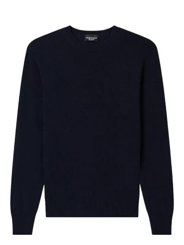 Emporio Armani Pure Cashmere Crew Neck Jumper - Navy Blue