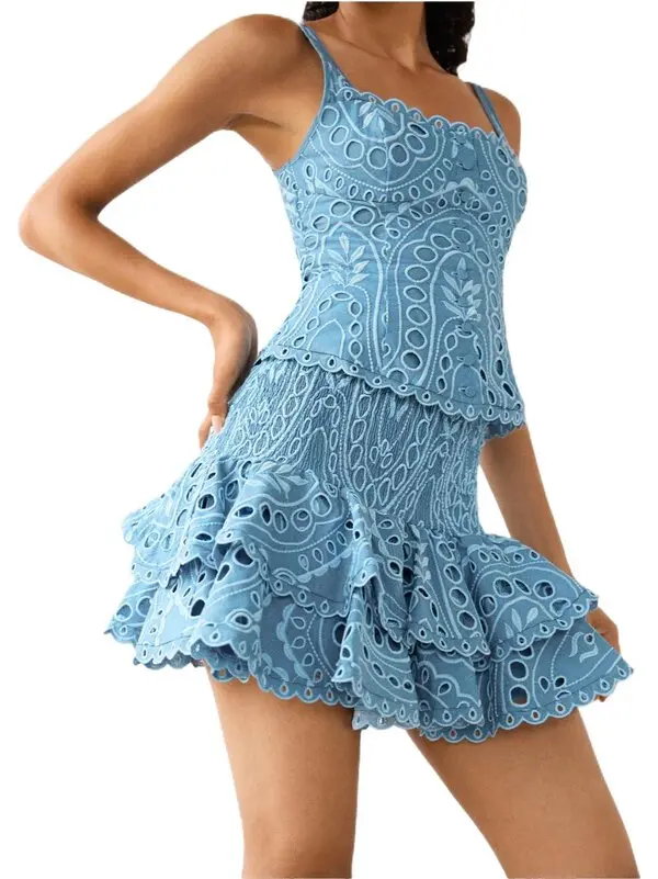 Charo Ruiz Ibiza Nereus Eyelet Top - Blue
