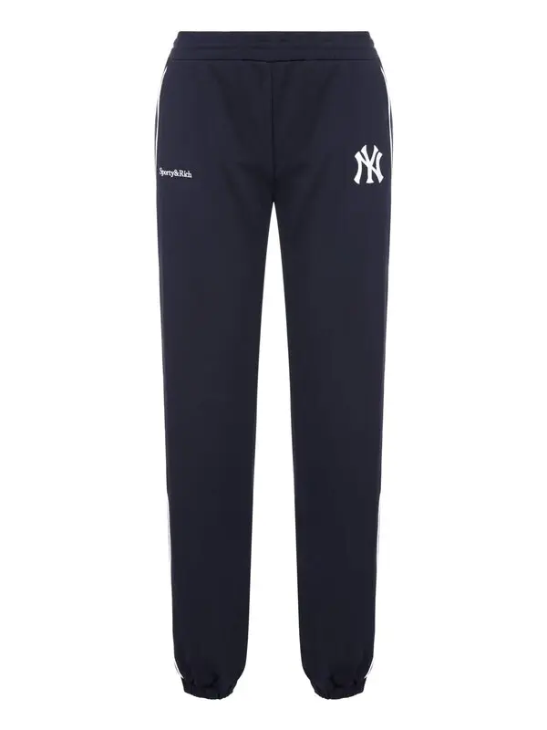 SPORTY  RICH Sporty & Rich Casual Elastic Waist Pants With Logo Detail - Black
