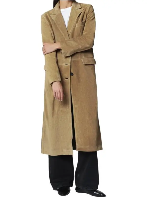 ARMA Alissa Single-breasted Suede Coat - Olive