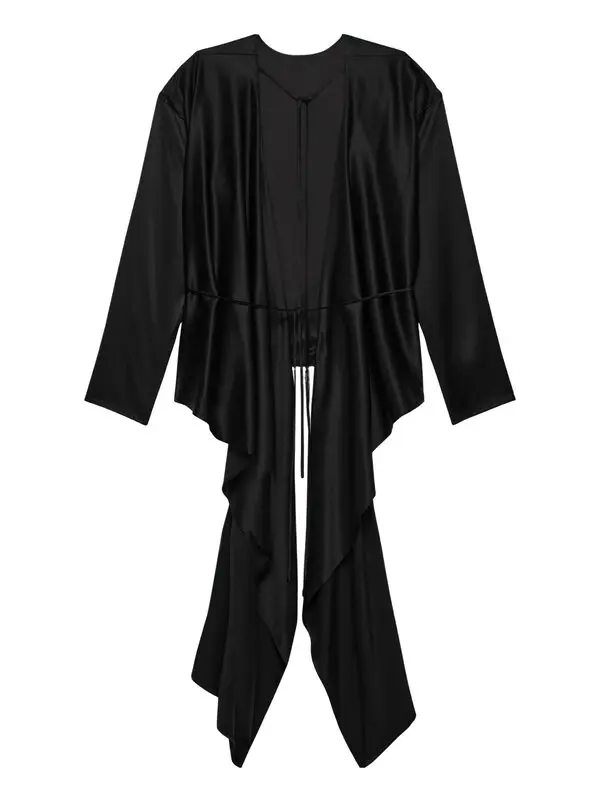 Helmut Lang Long-sleeve Draped Scarf Top - Black