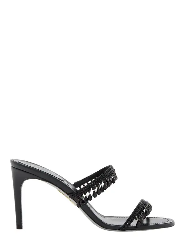 Rene Caovilla Embellished Stiletto Sandals - Black