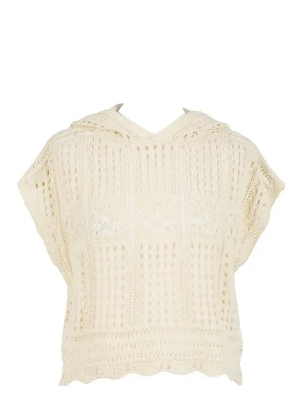 TWINSET Crochet-knit Hooded Sleeveless Top - Nude