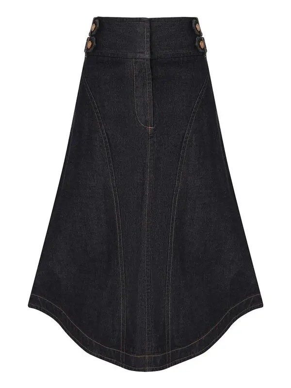 Zimmermann Denim Cargo Midi Skirt - Black