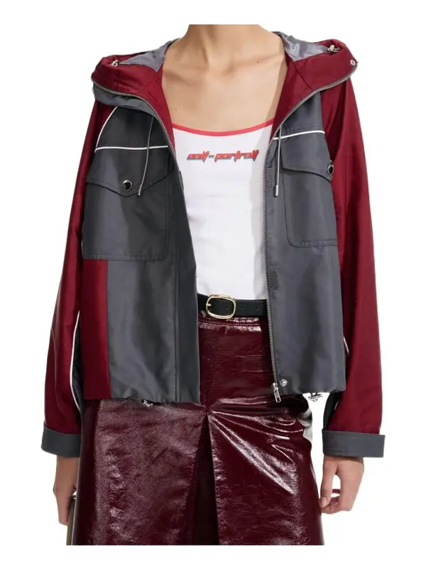SELF-PORTRAIT Two-tone Hooded Jacket - Black