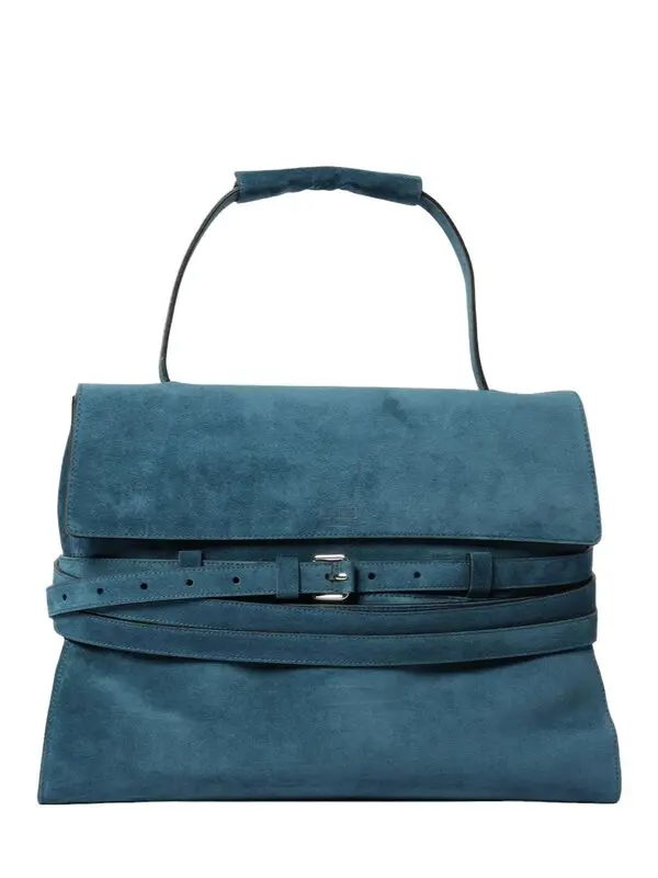 Moschino Buckle-detail Suede Tote Bag - Blue