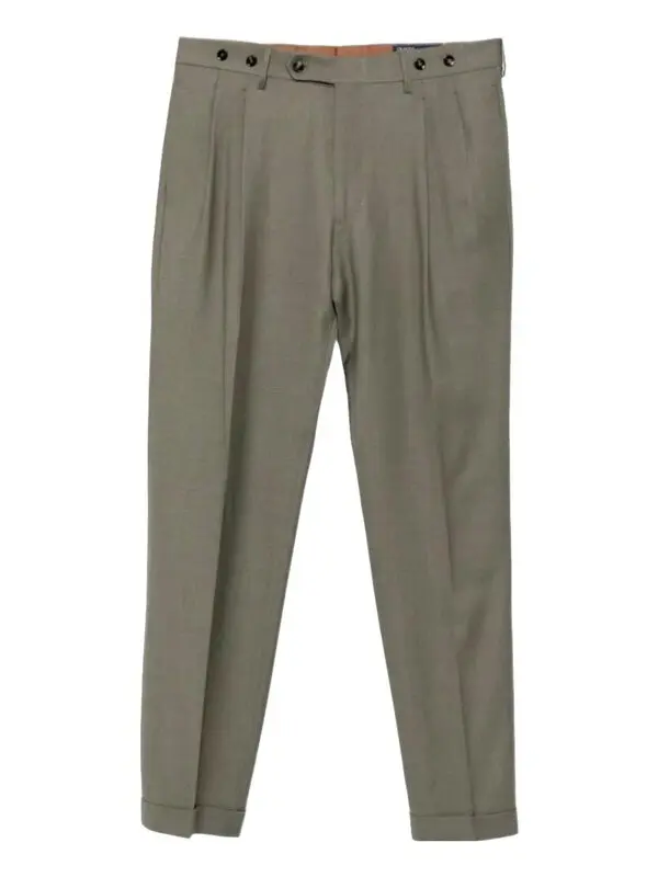 BERWICH Pleated Detail Wool Trousers - Green