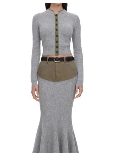 SELF-PORTRAIT Button-front Knit Cardigan - Grey