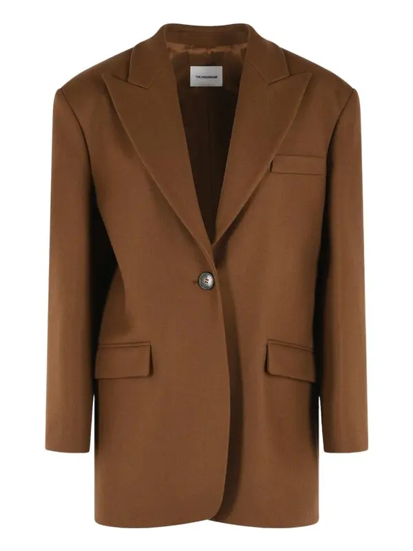 Andamane Teresa Oversize Virgin Wool Blazer - Brown