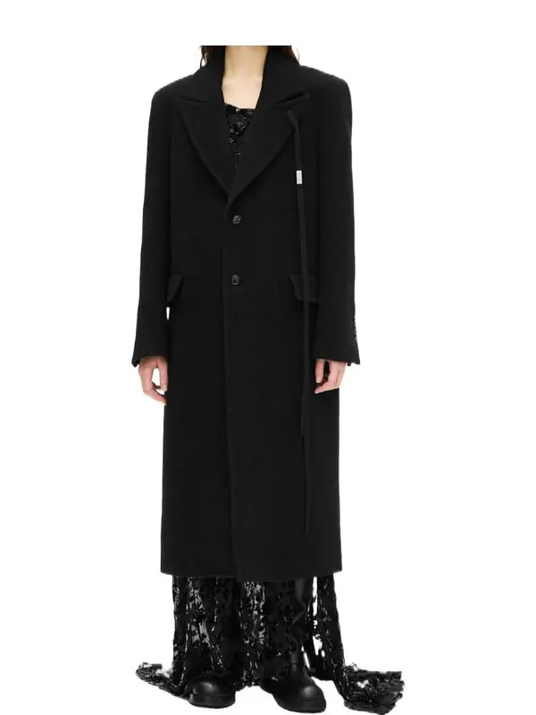 ANN DEMEULEMEESTER Single-breasted Notched Lapel Wool Coat - Black