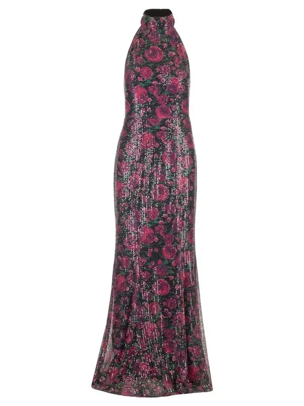 ROTATE BY BIRGER CHRISTENSEN Rose-pattern Sequin Maxi Dress - Red
