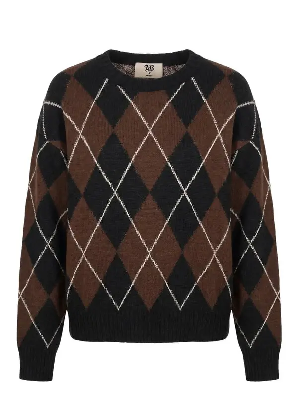 ANIYE BY Rebby Argyle-knit Sweater - Black Choco