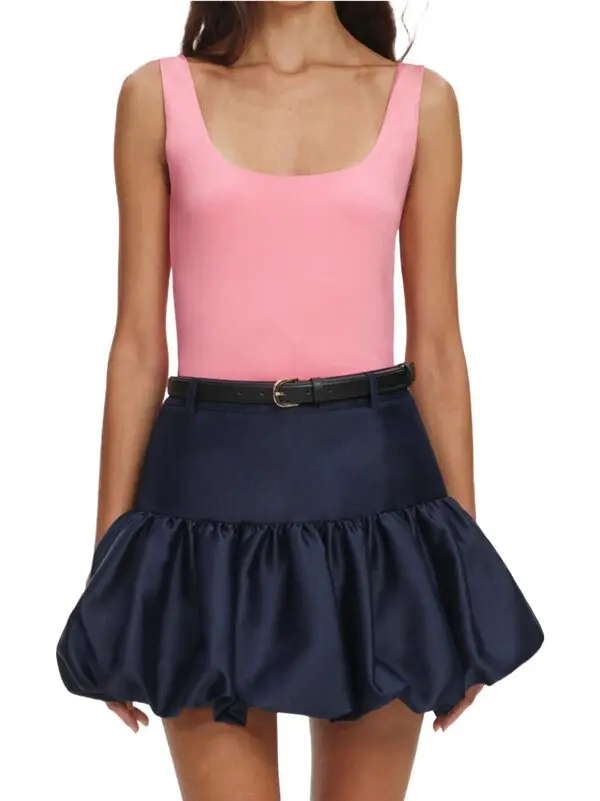 SELF-PORTRAIT Sleeveless Round Neck Jersey Top - Black