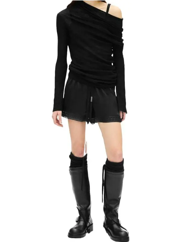 ANN DEMEULEMEESTER Lace-trimmed Silk Shorts - Black