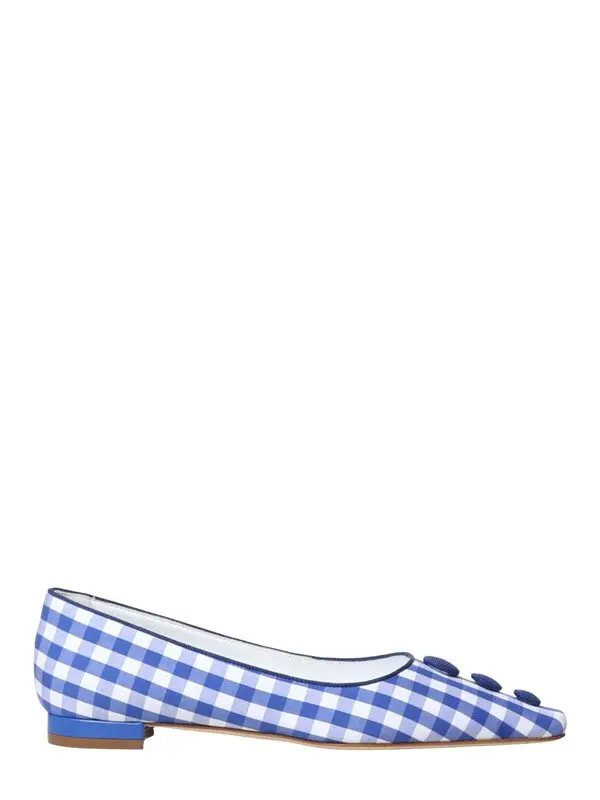 Manolo Blahnik Gingham Button Flat Shoes - No
