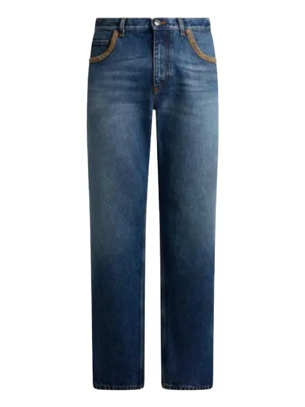 Etro Straight-leg Cotton Denim Jeans With Contrasting Details - Blue