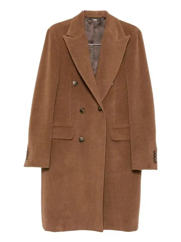 Canali Long-sleeved Double-breasted Coat - Brown
