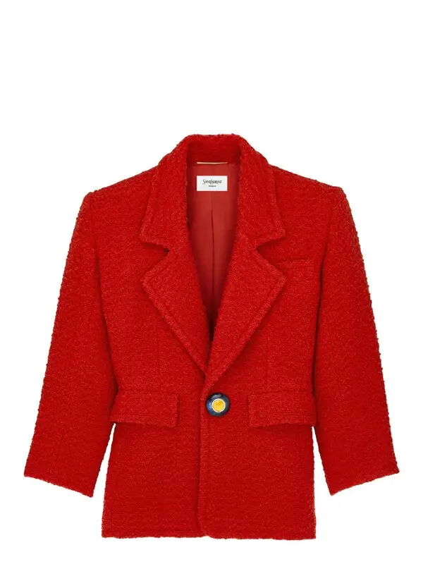 Saint Laurent Single-breasted Tweed Jacket - Roux