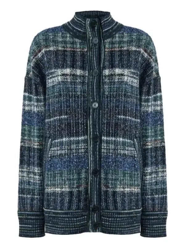 Missoni Oversized Wool-blend Check Cardigan - Blue