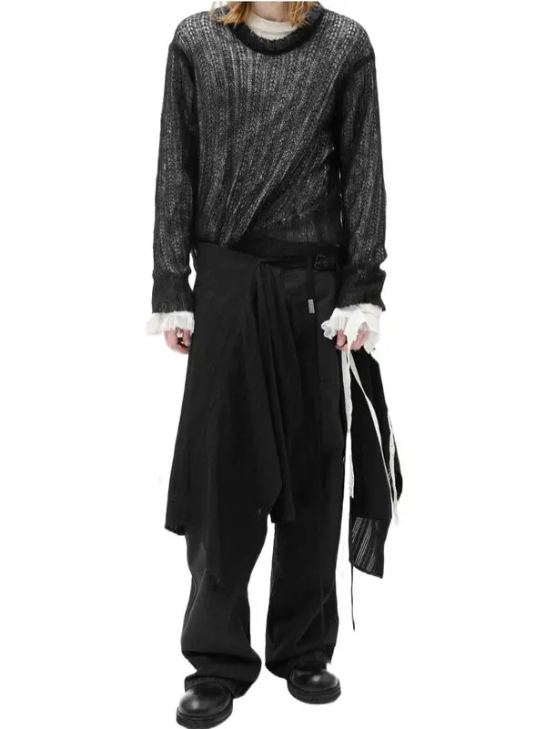 ANN DEMEULEMEESTER Mohair Silk Knit Sweater - Black
