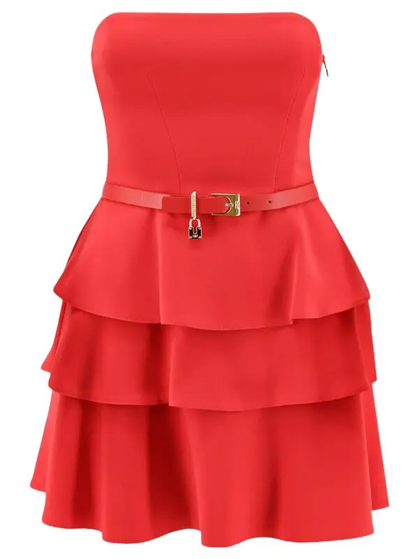 Elisabetta Franchi Belted Tie Mini Dress - Red
