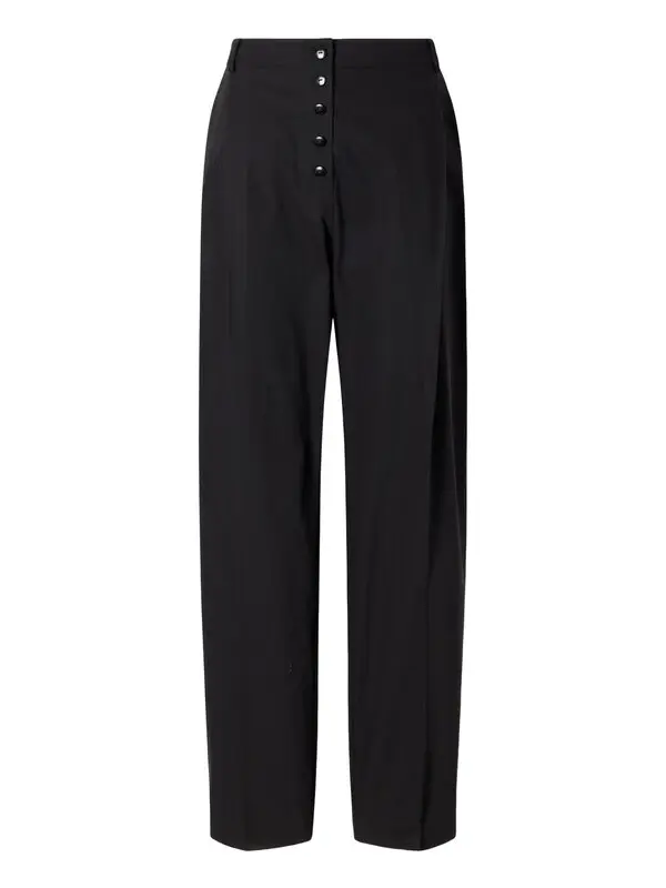 ST. AGNI Pleated Wool Wide-leg Trousers - Black