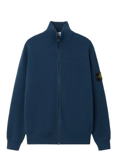 Stone Island Regular Fit Zip-up Jumper With Stand Collar - Slate Blue