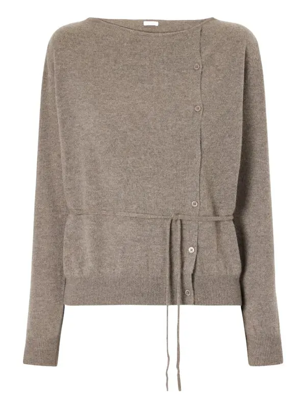 ST. AGNI Asymmetrical Belted Cashmere Cardigan - Brassy