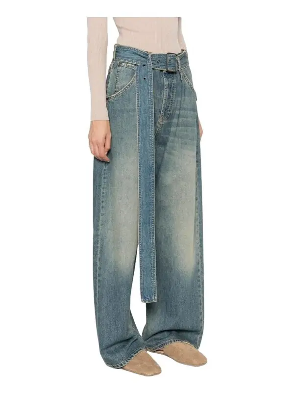 DARKPARK Belted Wide-leg Jeans - Green