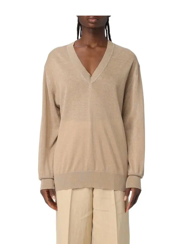 Fabiana Filippi V-neck Long Sleeve Sweater - Brown